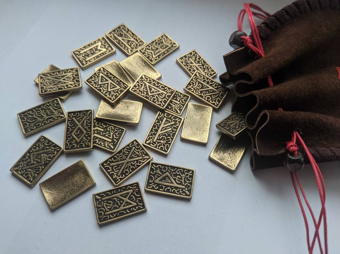 Metal Bronze Brass Rune Set Elder Futhark Norse Shamanic Odin - Etsy