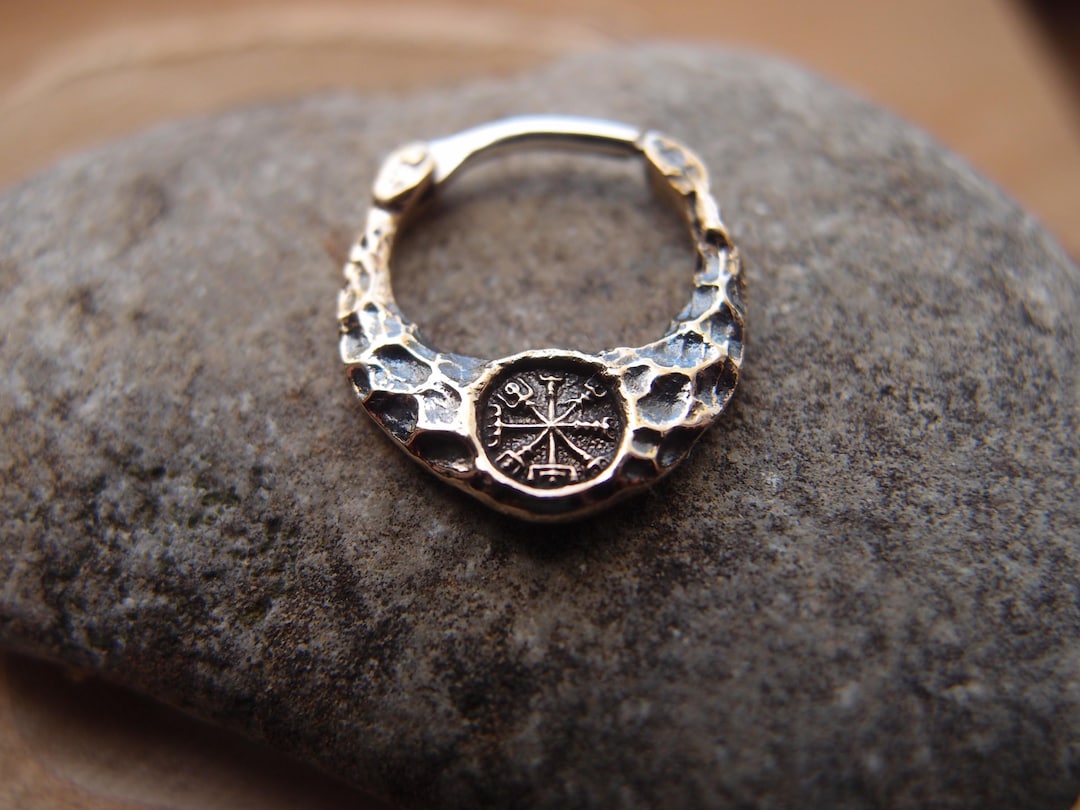 Vegvisir Viking Compass Septum Ring Bronze Viking Nose Piercing Septum ...