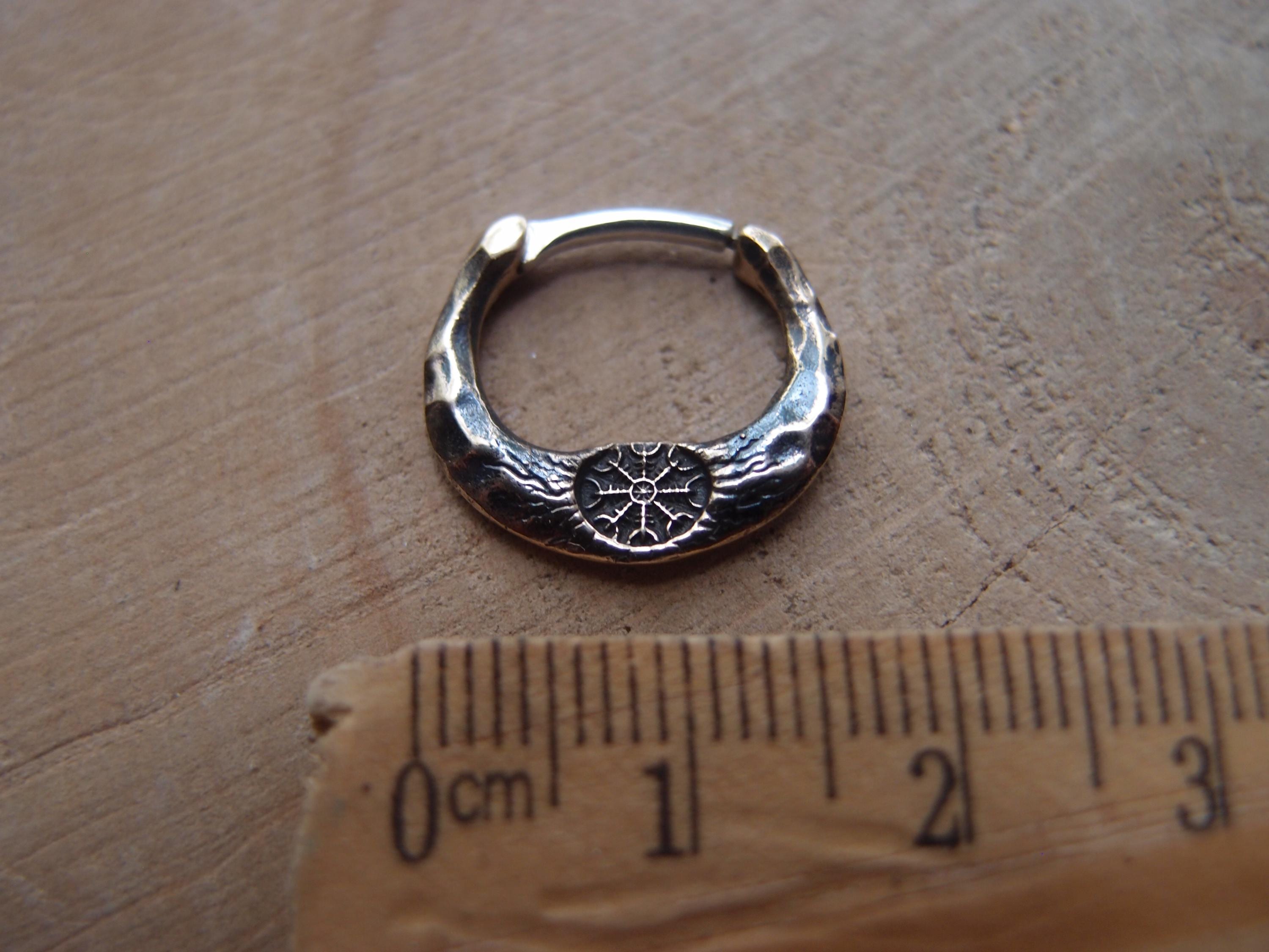 Aegishjalmr Bronze Septum Ring: Viking Norse Nose Piercing (NO Extra ...