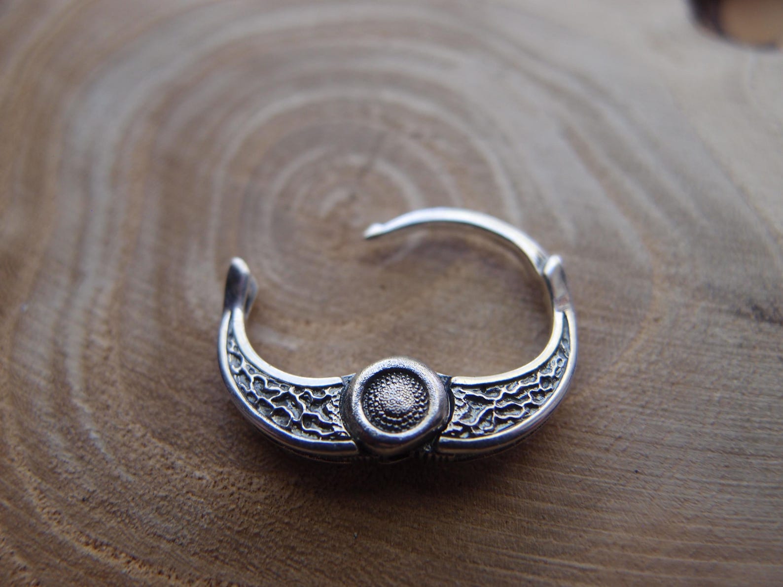 Forged Stone Sterling Silver Septum Ring: Celtic Viking Nose Piercing ...