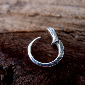 Ouroboros Snake Sterling Silver Septum Ring 14mm Jormungandr Nose Piercing (NO Extra FEES for US ...