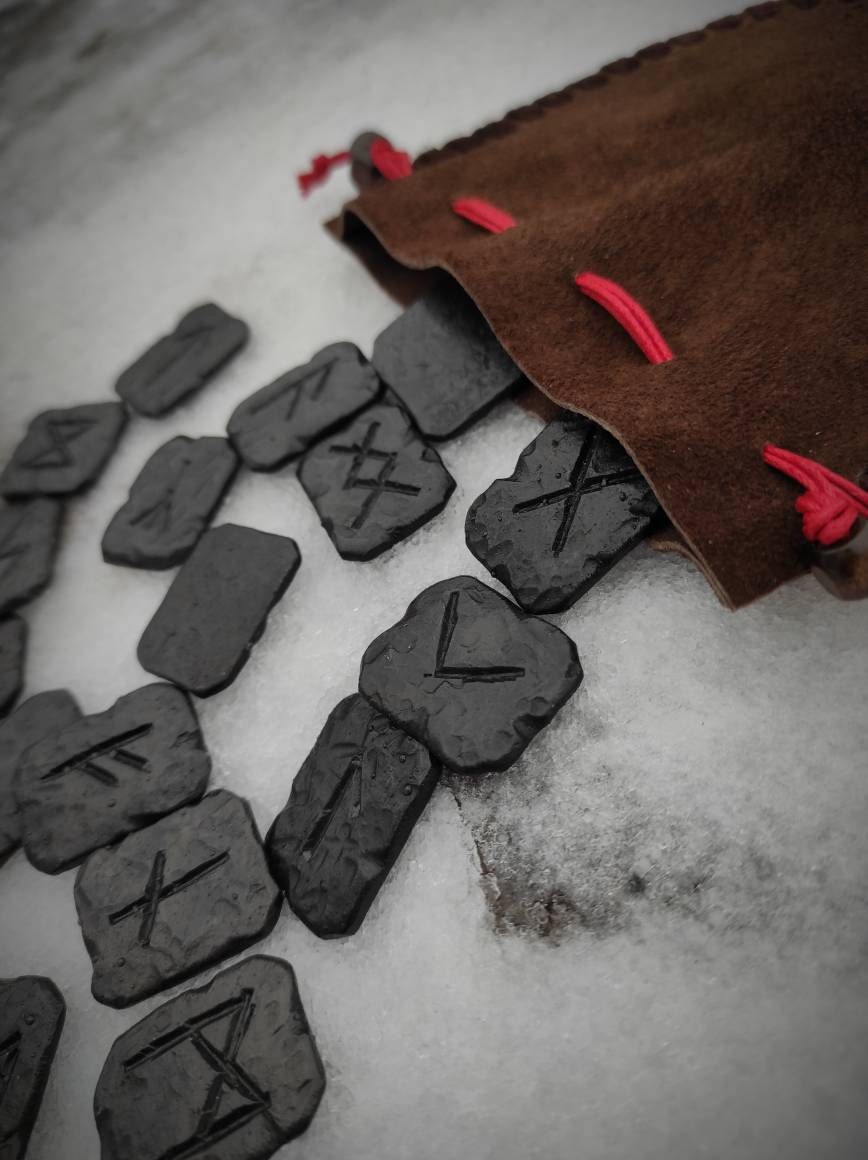 Metal Steel Forged Rune Set in Leather Pouch Full Elder - Etsy