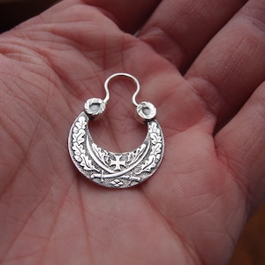 Сross Swords Cossack Earring for Men 25 Mm 1 Inch, Big Sterling Silver ...