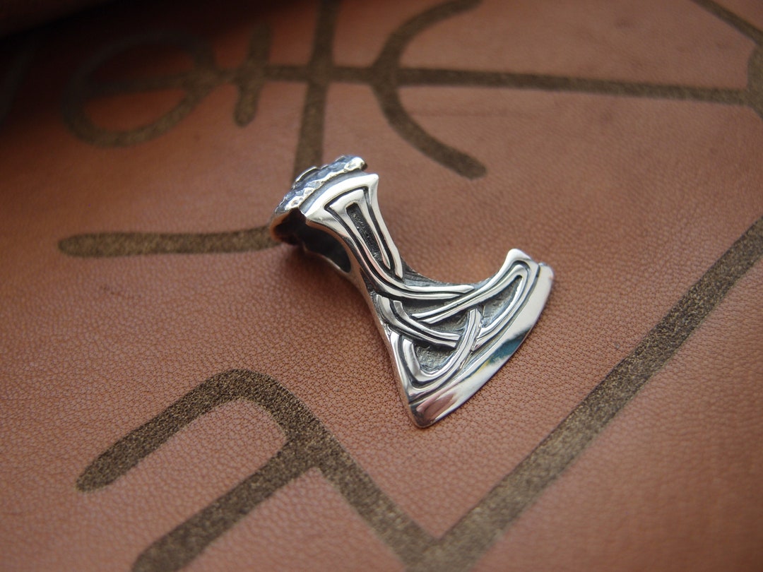 Big Perun Axe Sterling Silver Warrior Axe Necklace, Slavic Pendant ...