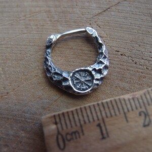 Vegvísir Septum Ring Sterling Silver Viking Nose Piercing - Etsy