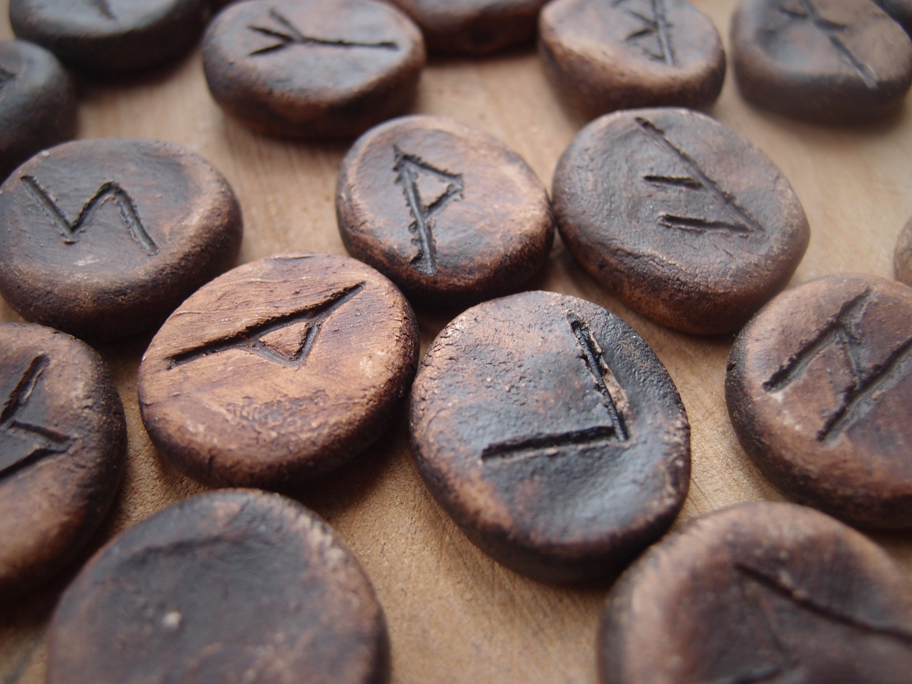 Ceramic Rune Set in Leather Pouch Full Elder Futhark - Etsy Australia