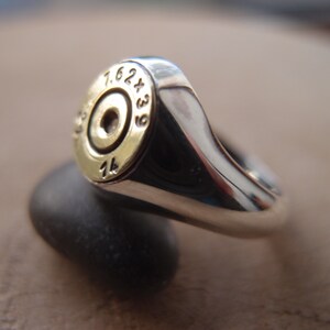 Sterling Silver Bullet Ring 7.62 AK-47 Kalashnikov Shell Insertion FREE ...