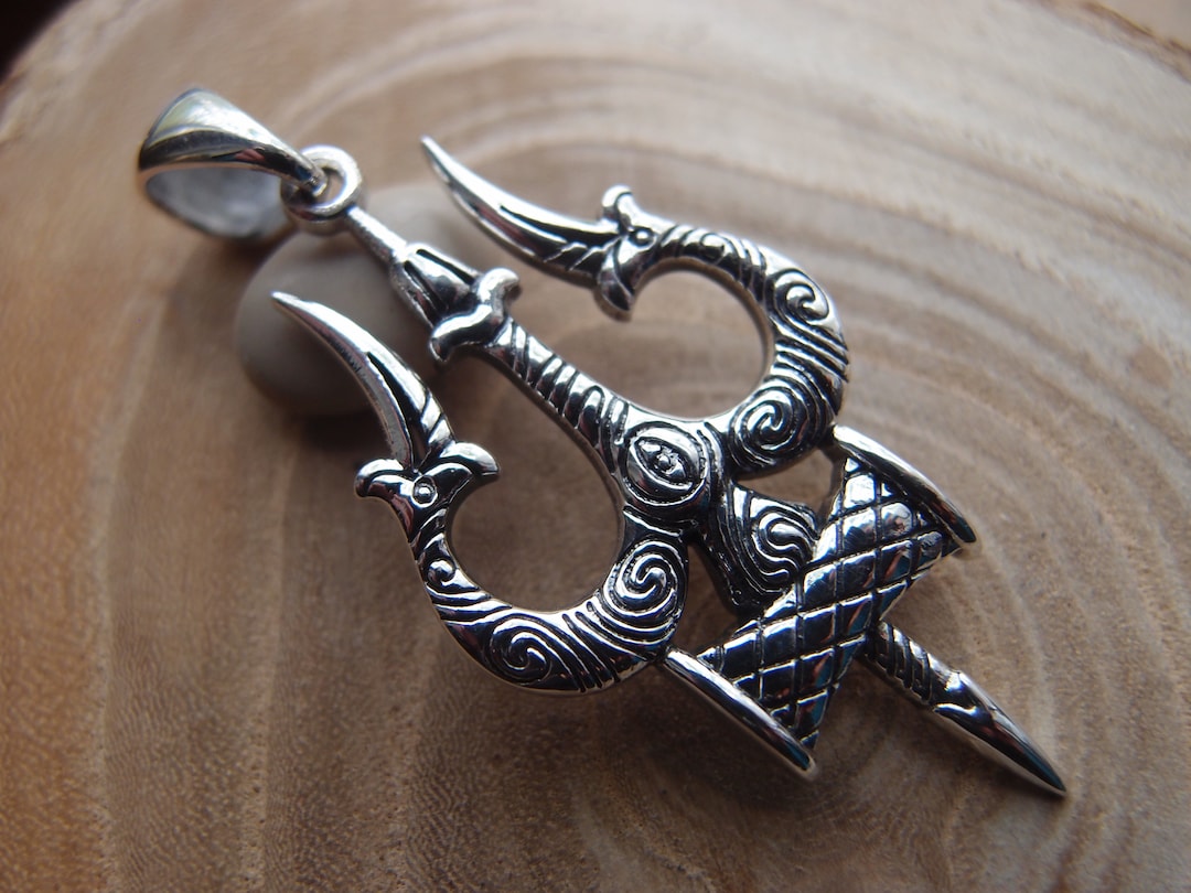 Lord Shiva Trishul Big Pendant Sterling Silver Pendant, Trishul Damru Charm, Lord Mahadeva ...