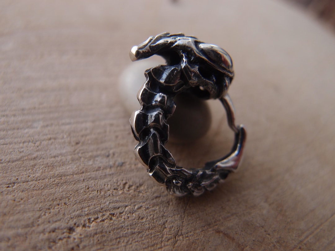 Alien Hexapod Brutalist Silver Hoop Earring for Men (NO Extra FEES for ...