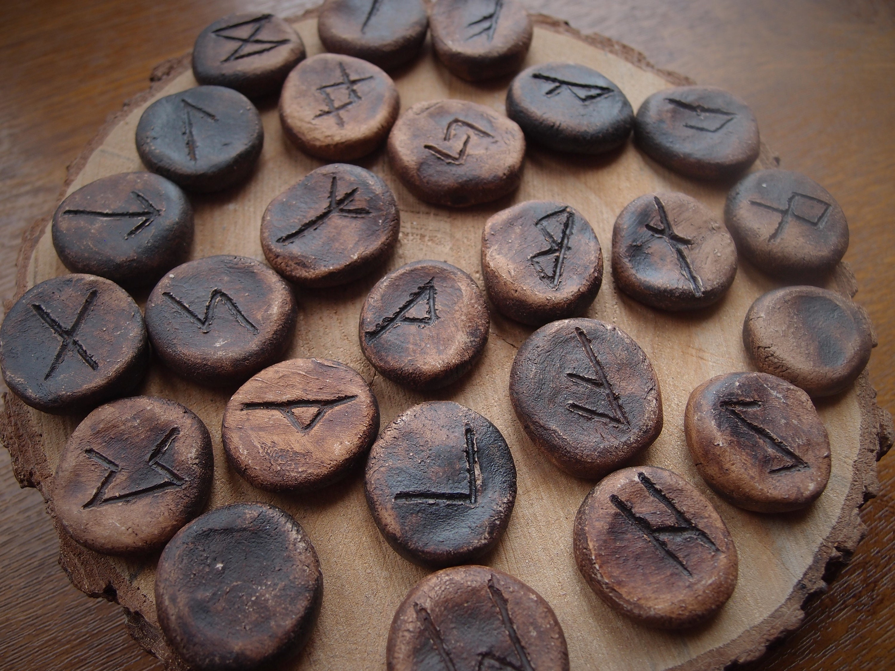 Ceramic Rune Set in Leather Pouch Full Elder Futhark - Etsy Australia