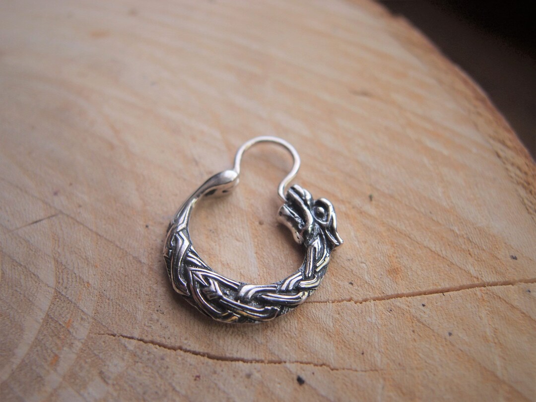 Fenrir Wolf Viking Hoop Earring for Men 19mm Sterling Silver Men ...