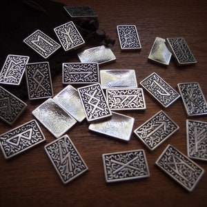 Silver-plated Metal Rune Set With Leather Pouch, Full Elder Futhark ...