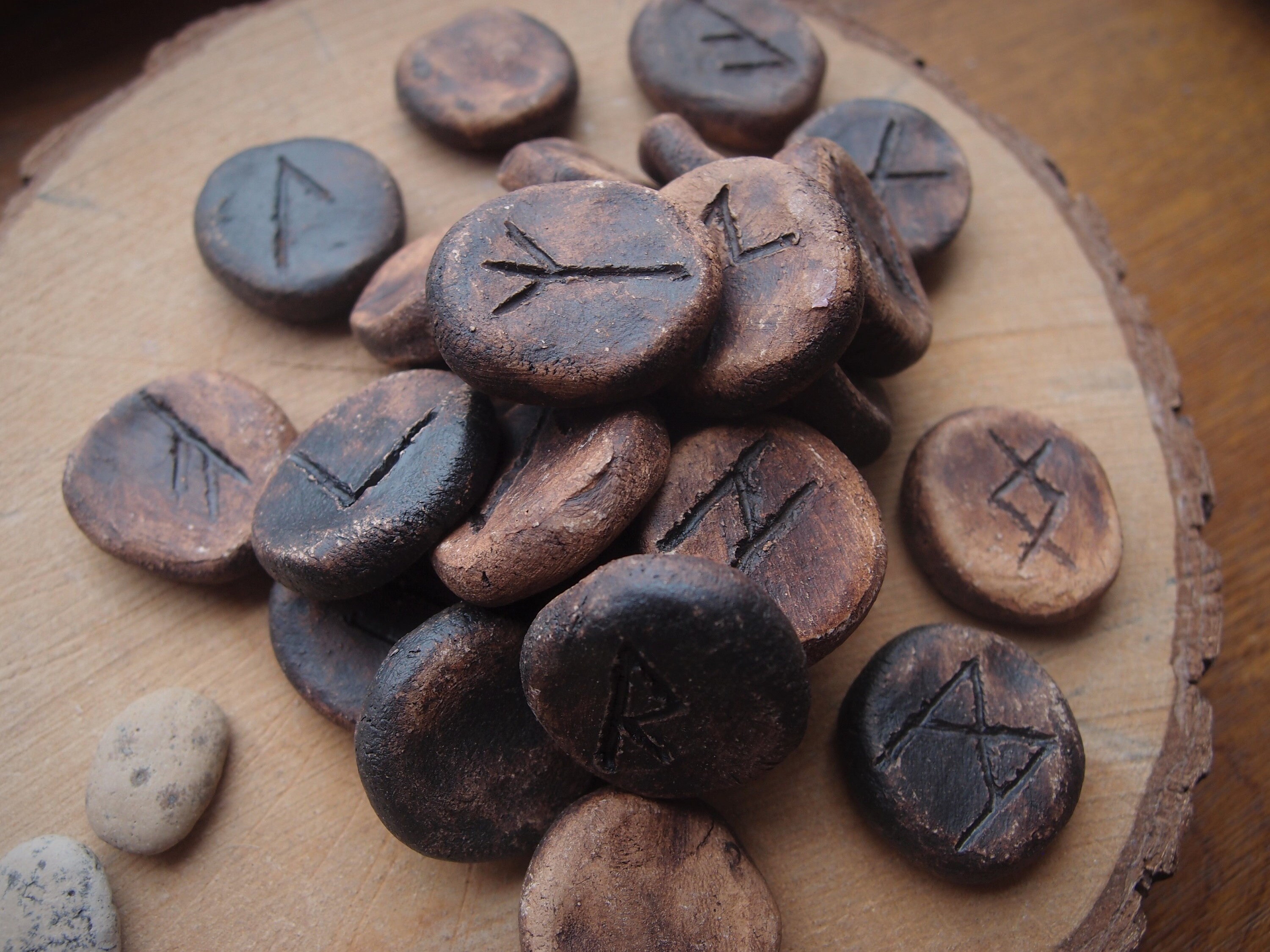Ceramic Rune Set in Leather Pouch Full Elder Futhark - Etsy Australia