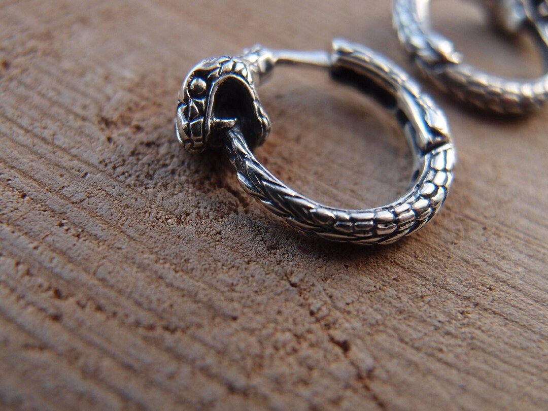 Ouroboros Sterling Silver Snake Hoop Earring 16mm-0.65 Inch - Etsy