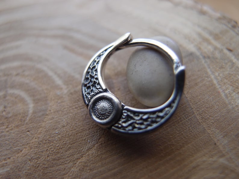 Forged Stone Sterling Silver Septum Ring: Celtic Viking Nose Piercing ...