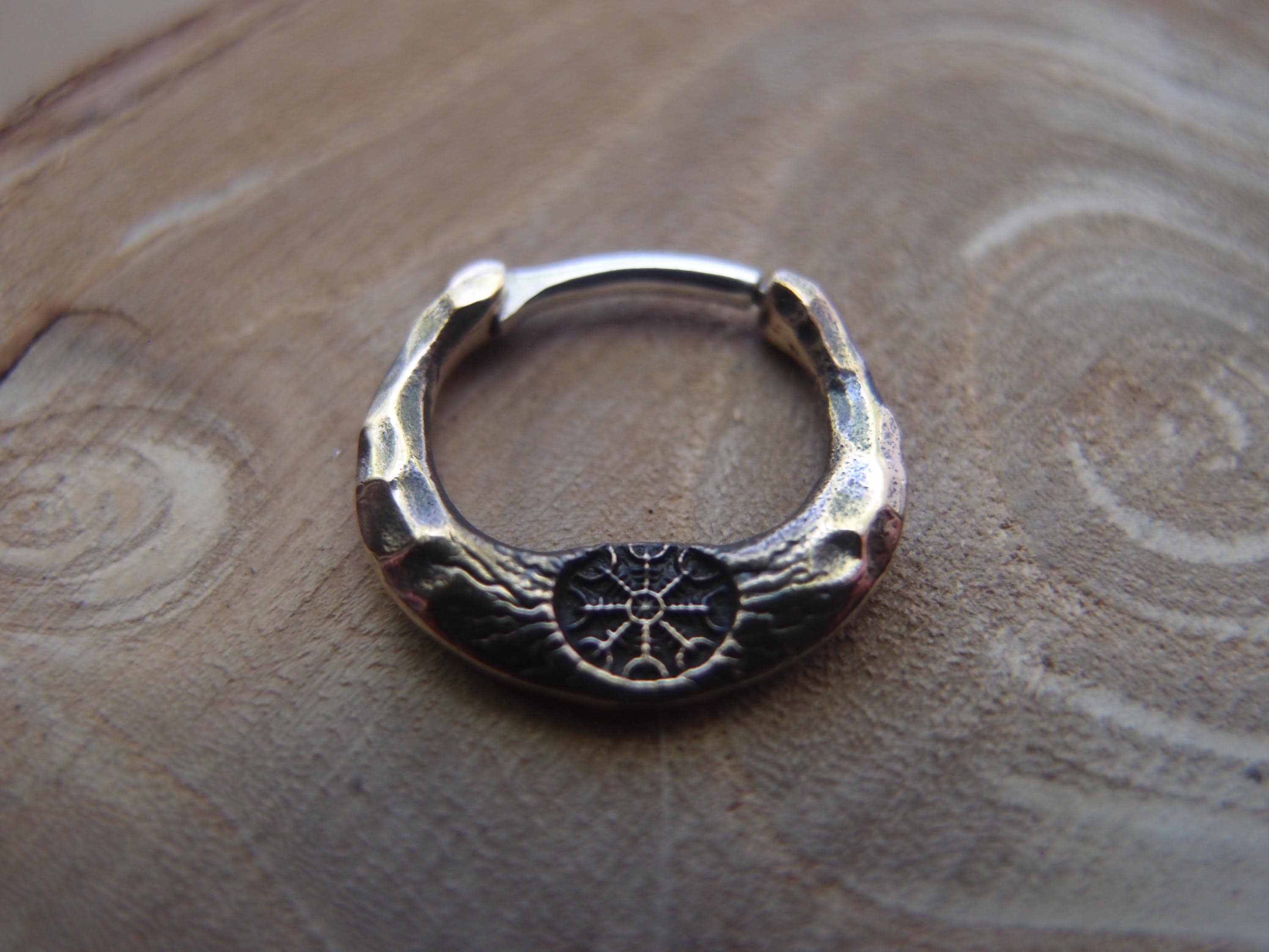Aegishjalmr Bronze Septum Ring: Viking Norse Nose Piercing (NO Extra ...