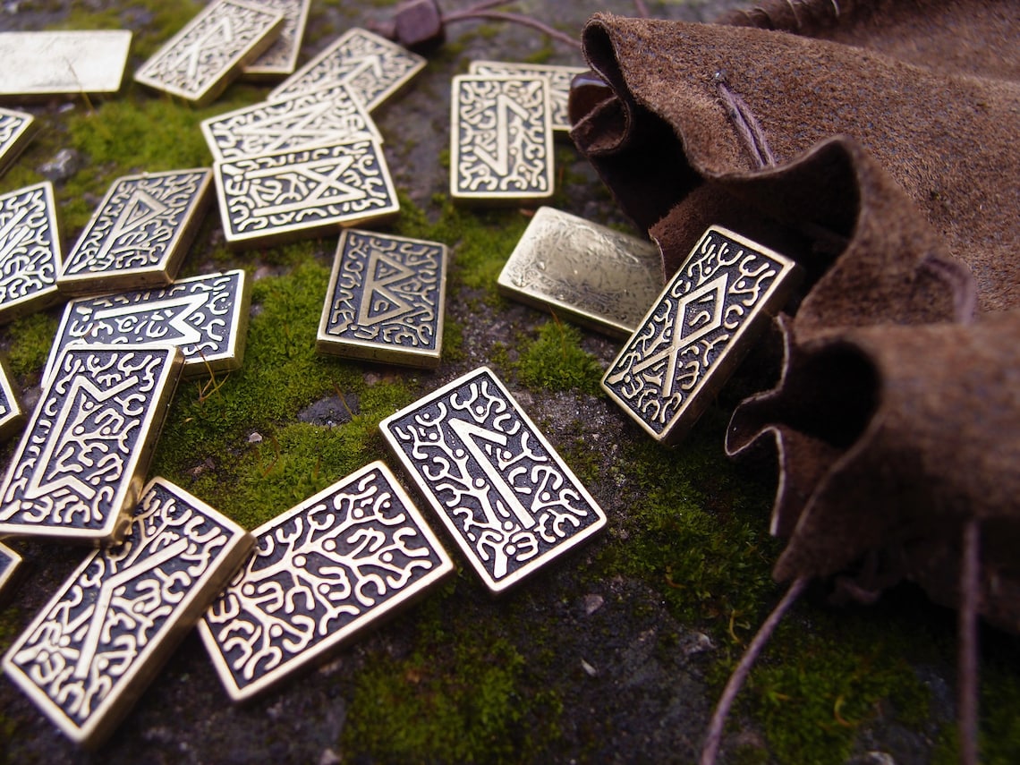 Metal Bronze Brass Rune Set Elder Futhark Norse Shamanic Odin - Etsy