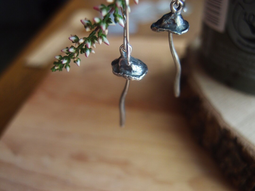 Sterling Silver Toadstool Earrings: Fly Agaric Mushroom Dangle (NO Extra FEES for US) - Etsy