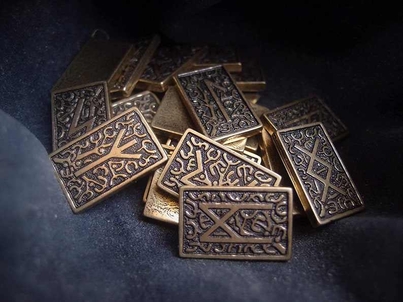 Metal Bronze brass Rune Set Elder Futhark Norse Shamanic Odin | Etsy