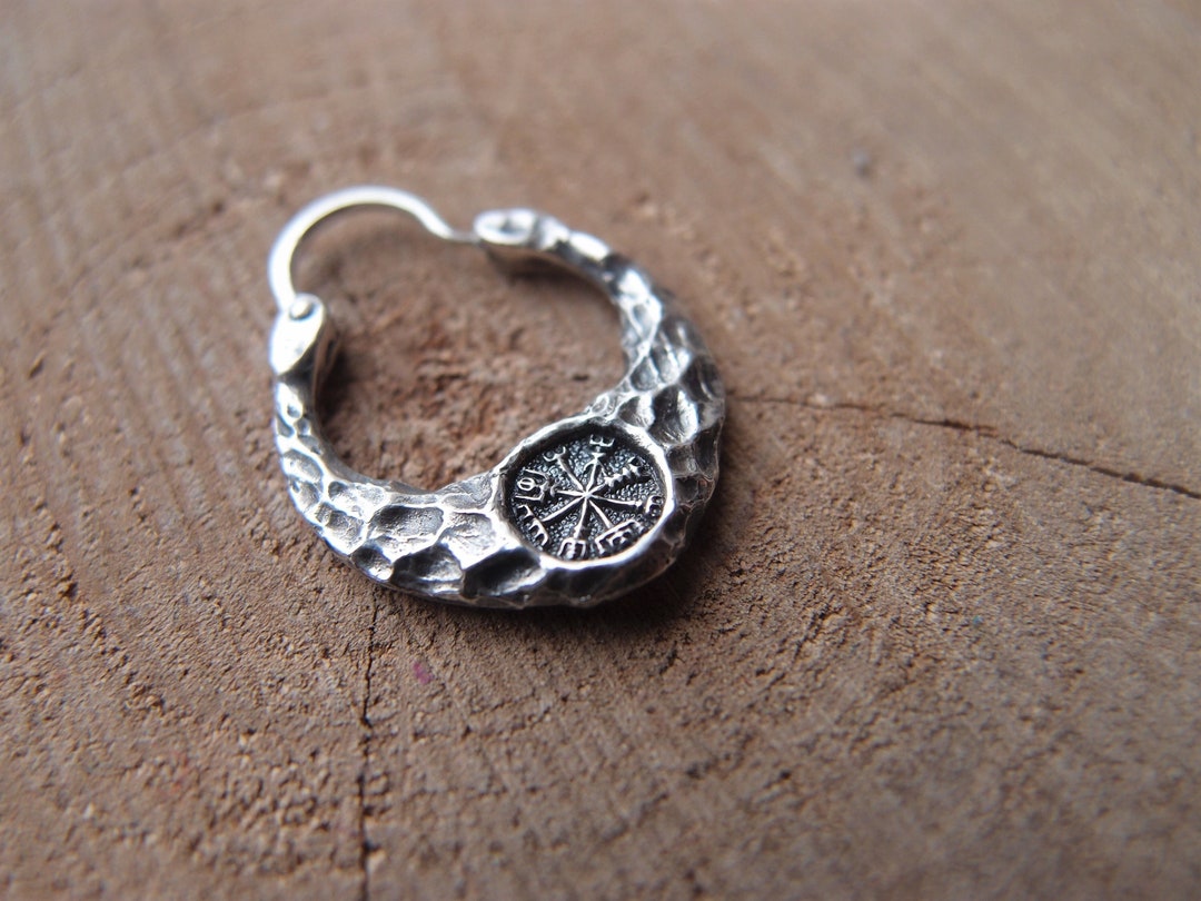 Vegvísir Viking Compass Hoop Earring 0.75 Inches Sterling - Etsy
