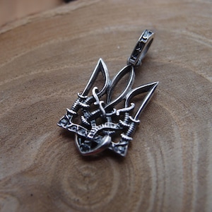 Tryzub Ukrainian Trident With Cossack Swords Sterling Silver Big ...