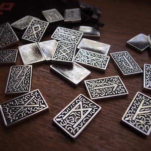Silver-plated Metal Rune Set With Leather Pouch Full Elder - Etsy