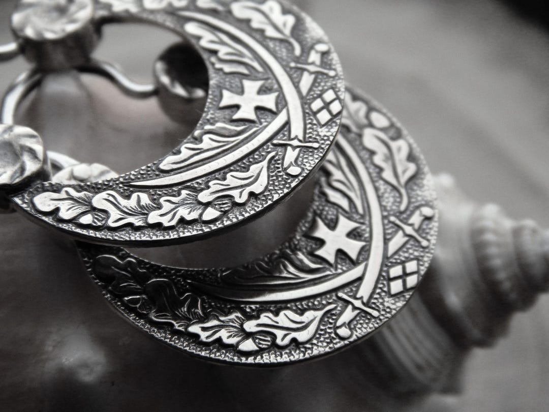 Pair of Сross Cossack Swords Earring for Men 25 Mm 1 Inch, Big Sterling ...