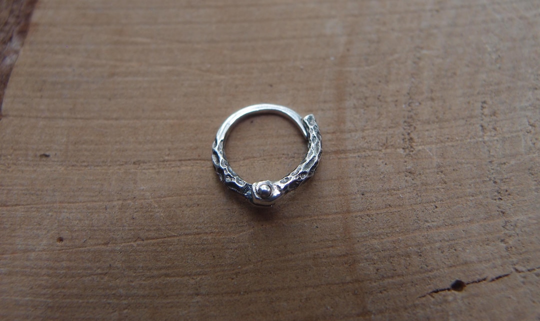 Cartilage Single Hoop Earring Sterling Silver Forged Hinge 10mm (0 ...