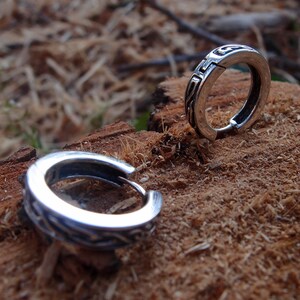 Celtic Viking Norse Statement Hoop Earrings Pair Unisex Sterling Silver ...