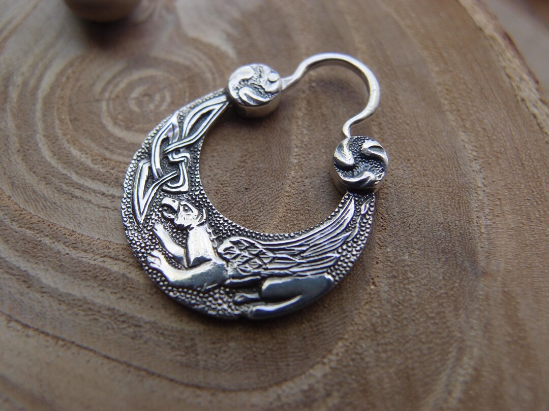 Griffin Hoop Earring for Men Sterling Silver Male Earring Handmade Men ...