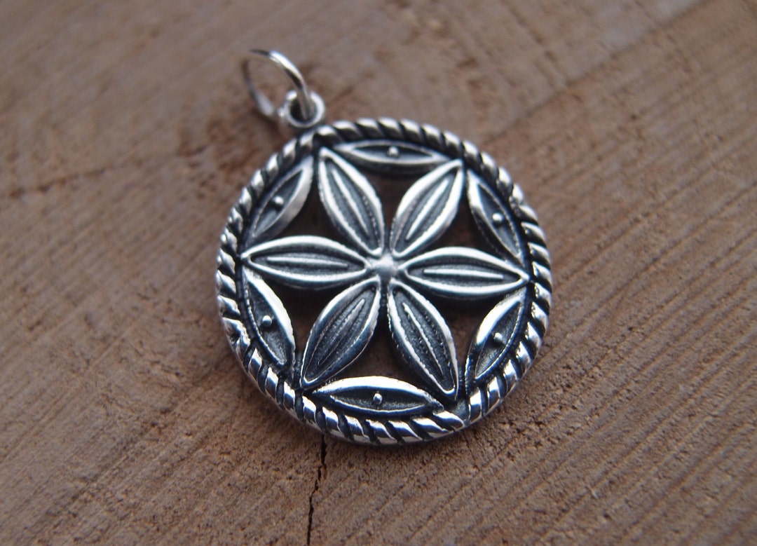 Wheel of Peru Sterling Silver Necklace, Slavic Pendant Necklace, Perun ...