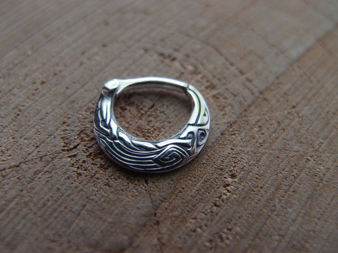 Odin's Raven Unisex Septum Ring 0.6 Inch Sterling Silver Nose Piercing ...