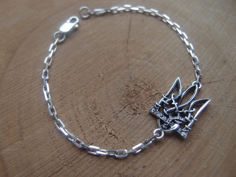 Tryzub Trizub Ukrainian Trident Sterling Silver Bracelet on - Etsy