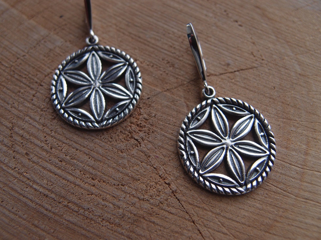 Star of Perun Sterling Silver Pagan Pair of Earrings, Slavic Jewelry ...