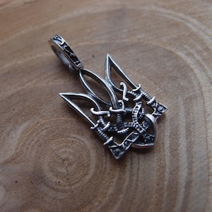 Tryzub Ukrainian Trident With Cossack Swords Sterling Silver Big ...