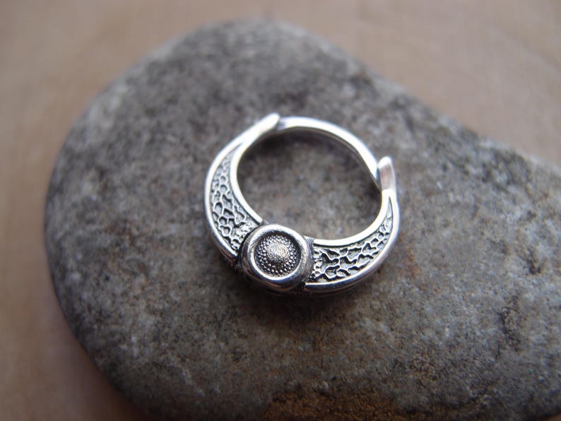 Forged Stone Sterling Silver Septum Ring: Celtic Viking Nose Piercing ...