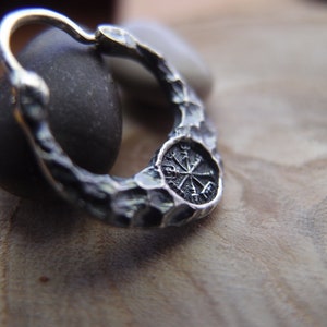 Vegvísir Viking Compass Hoop Earring 0.75 Inches Sterling - Etsy