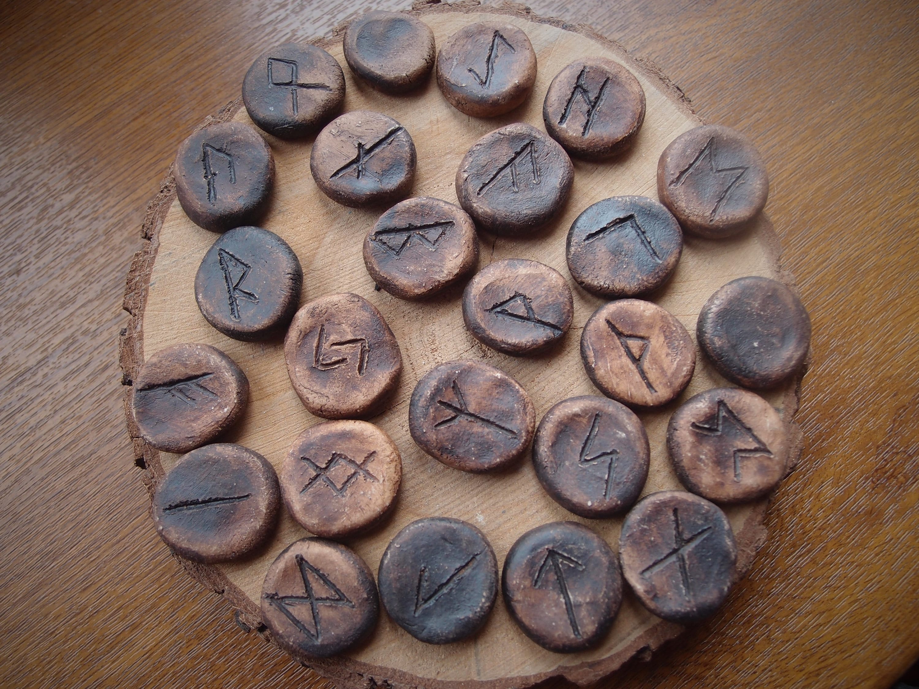 Ceramic Rune Set in Leather Pouch Full Elder Futhark - Etsy Australia