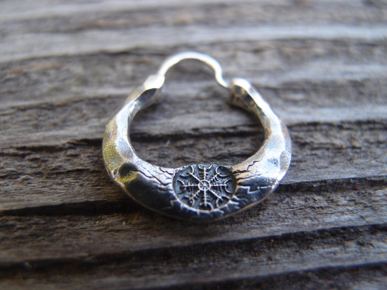 Helm of Awe Aegishjalmr Men Earring 0.7 Inch Sterling Silver | Etsy