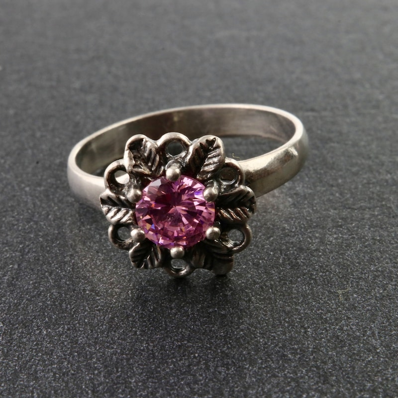 Pink Flower Ring - Etsy