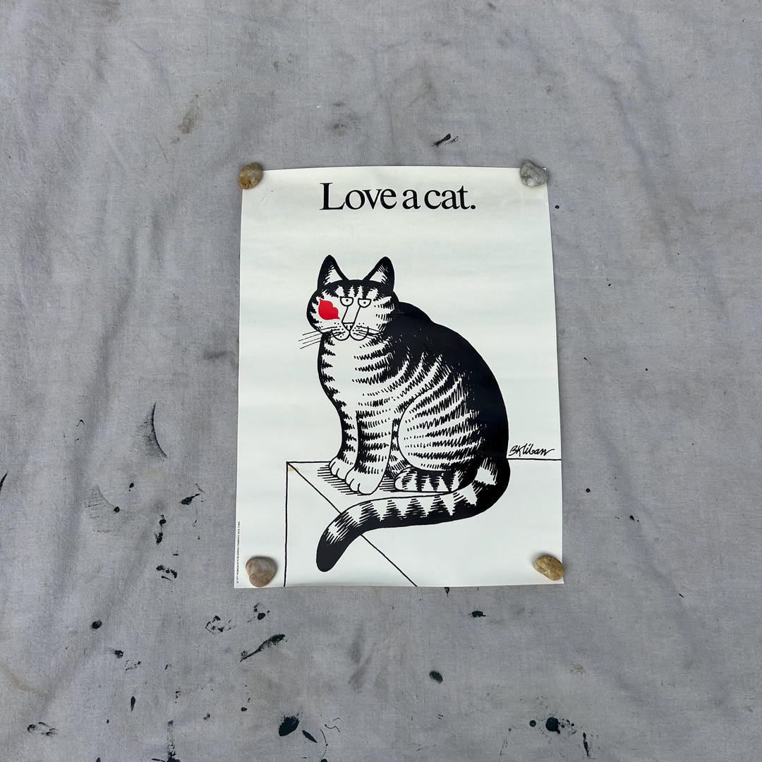 Vintage B. Kliban Love a Cat Poster (1977) *HTF* - Etsy