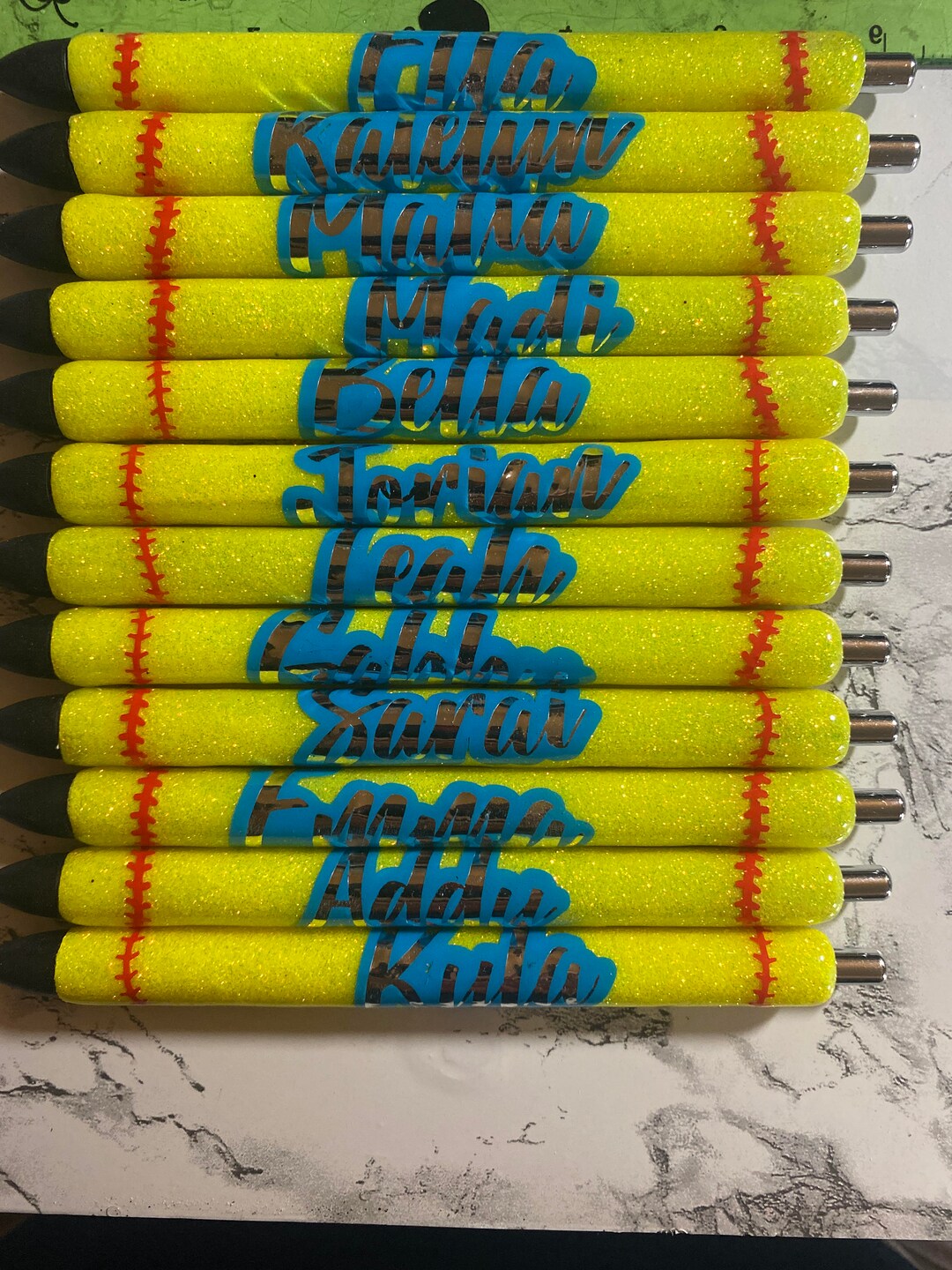 Softball Team Glitter Pens- 12 Pens- 1 for Each Player- Totally ...
