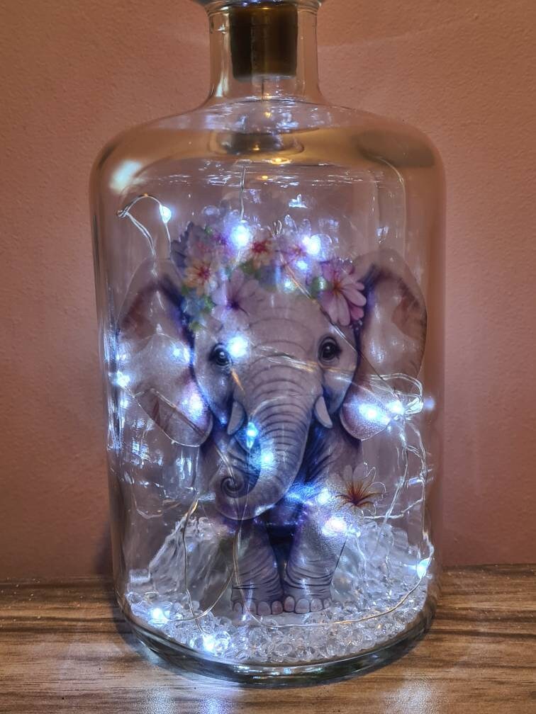 Unique Light up Elephant Gift Bottle Lamp - Etsy UK