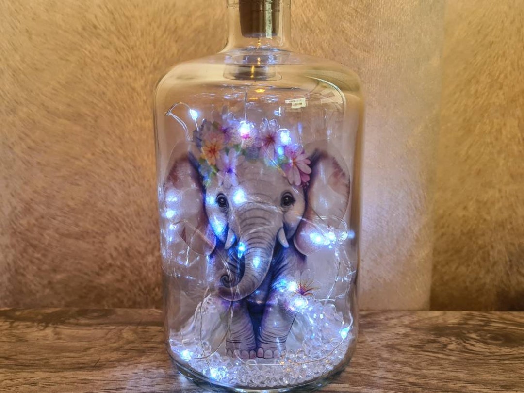 Unique Light up Elephant Gift Bottle Lamp - Etsy UK