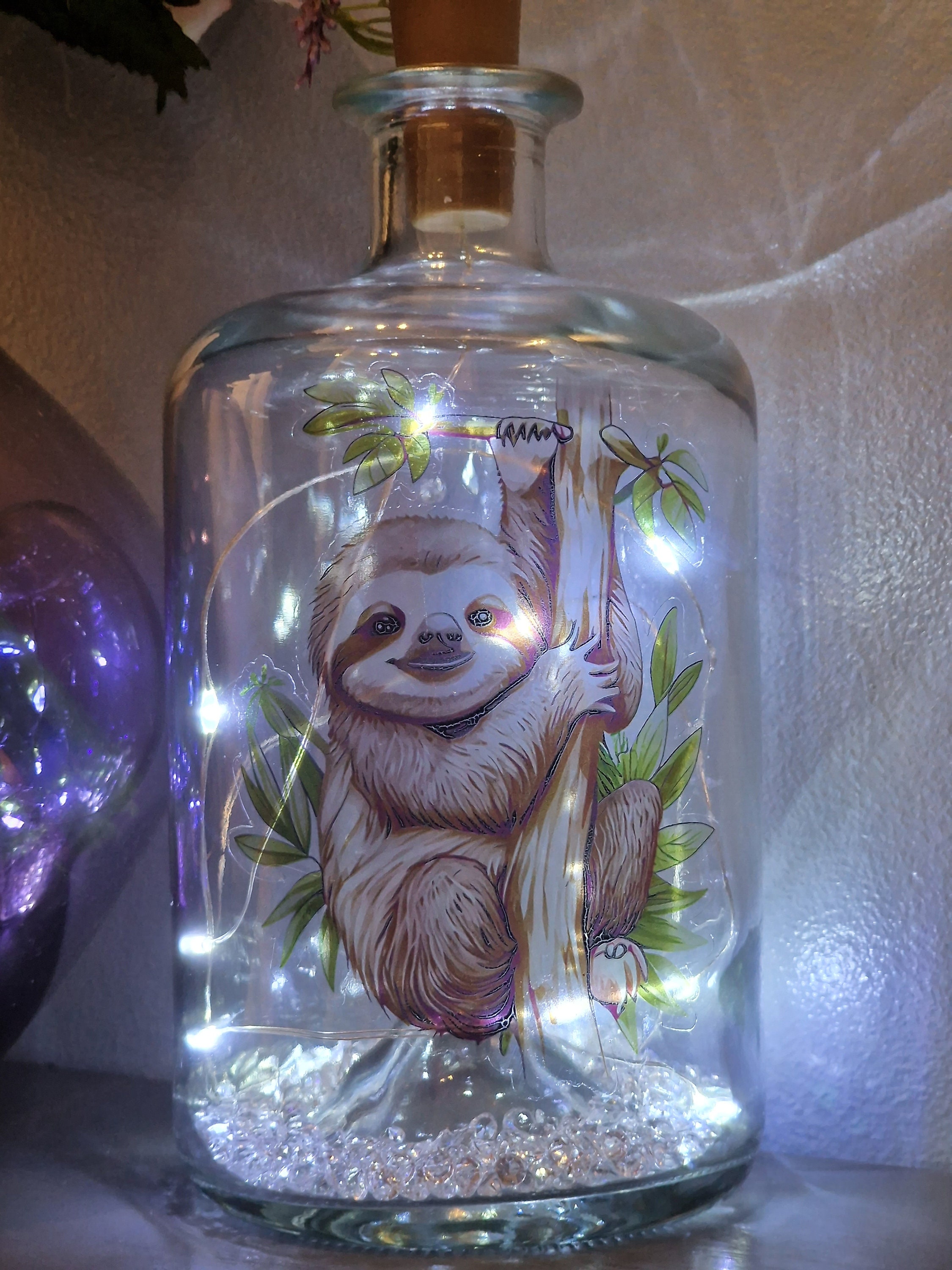 Sloth Bottle Lamp, Unique Sloth Gift for Animal Lover. - Etsy UK