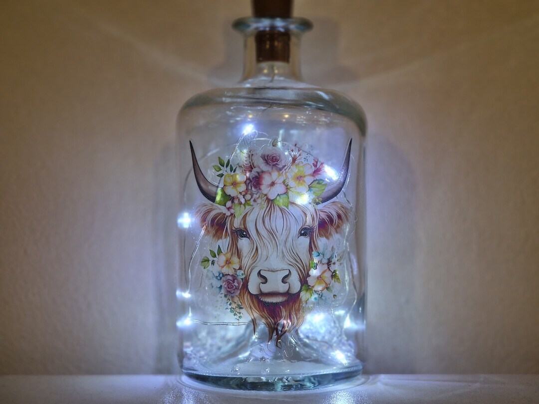 Highland Cow Bottle Lamp - Etsy