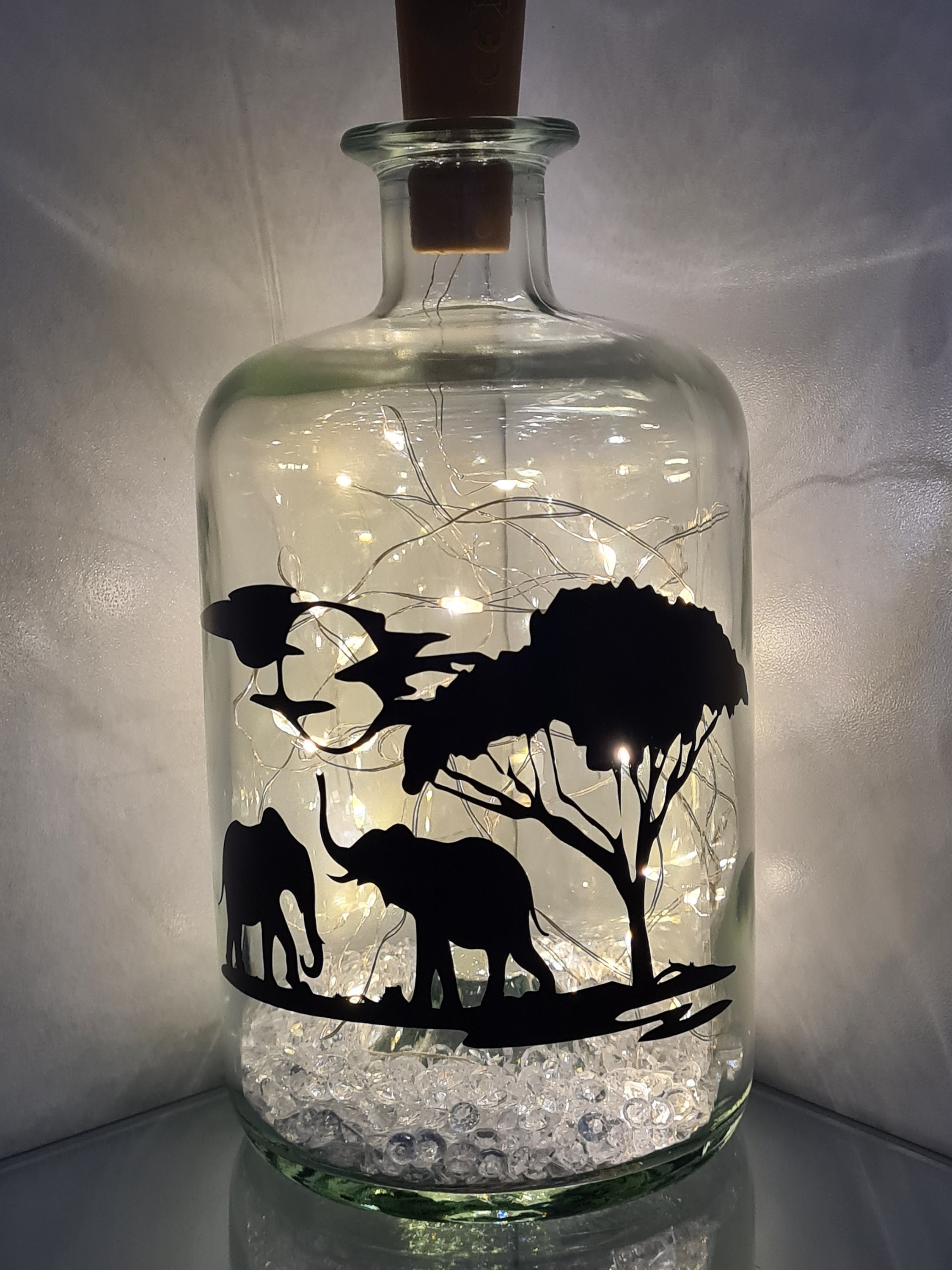 LED Safari Themed Bottle Lamp, African Decor Gift. - Etsy UK