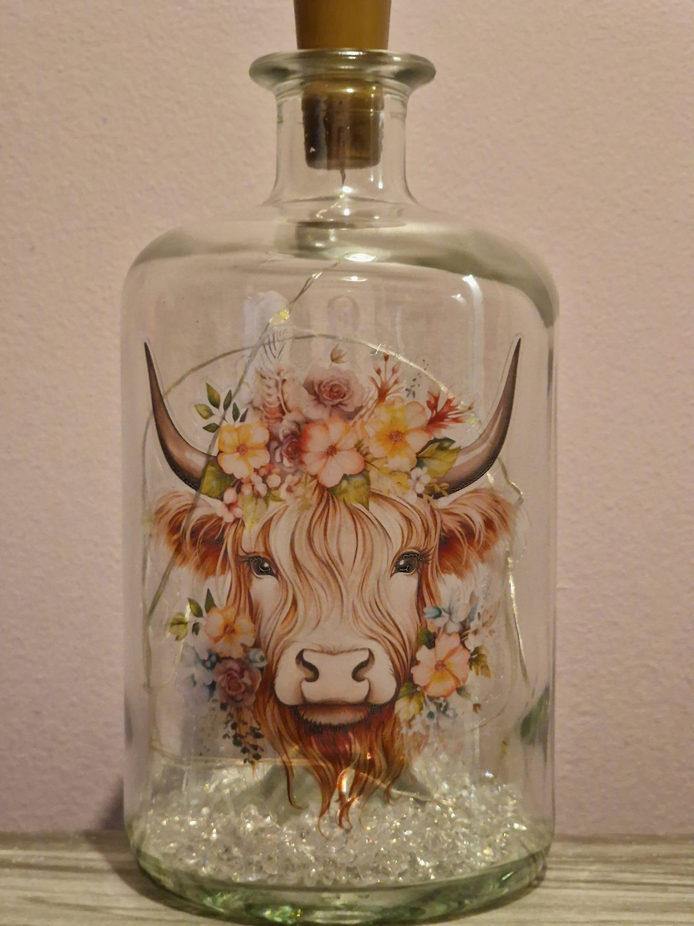 Highland Cow Bottle Lamp, Gift for Highland Cow Lover. Unique Highland ...