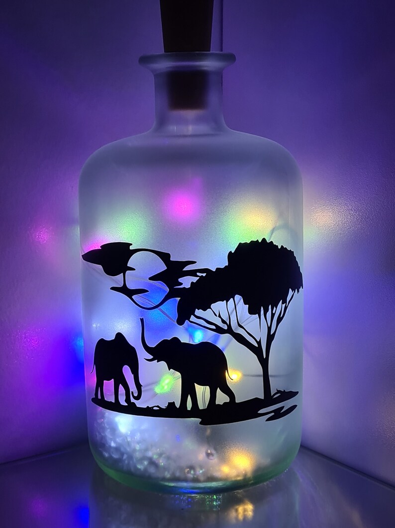 LED Safari Themed Bottle Lamp, African Decor Gift. - Etsy UK
