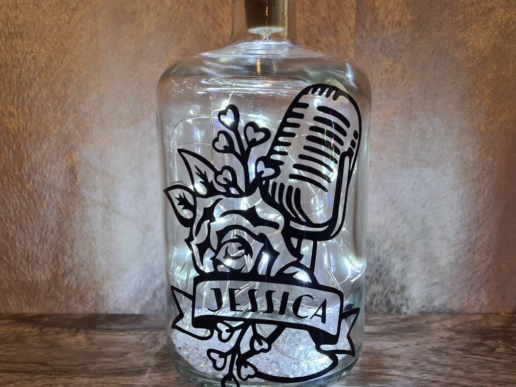 Personalised Floral Microphone Bottle Lamp, Unique Music Present. - Etsy UK